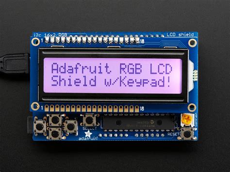 Rgb Lcd Shield Kit W 16x2 Character Display Only 2 Pins Used Positive Display Id 716 Rgb Lcd Shield Kit W 16x2 Character Display Only 2 Pins Used Positive Display Id 716