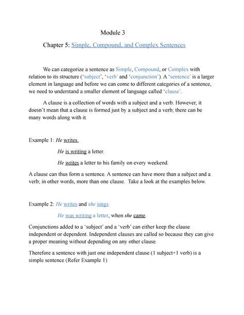 Simple Compound Complex Module 3 Chapter 5 Simple Compound And Complex Sentences We Can