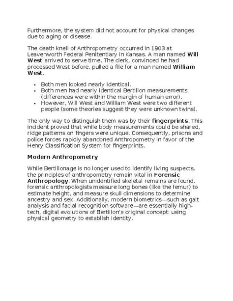 Antropometry In Forensic Science Worksheet Classwork Homework Tpt