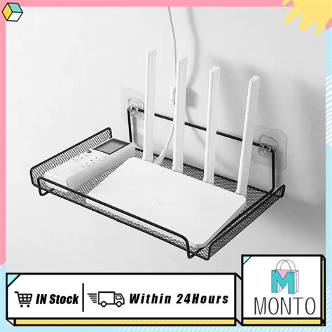 Punch Free Wall Mounted Wifi Router Storage Rack Tv Set Top Storage Box Shelf Home Office
