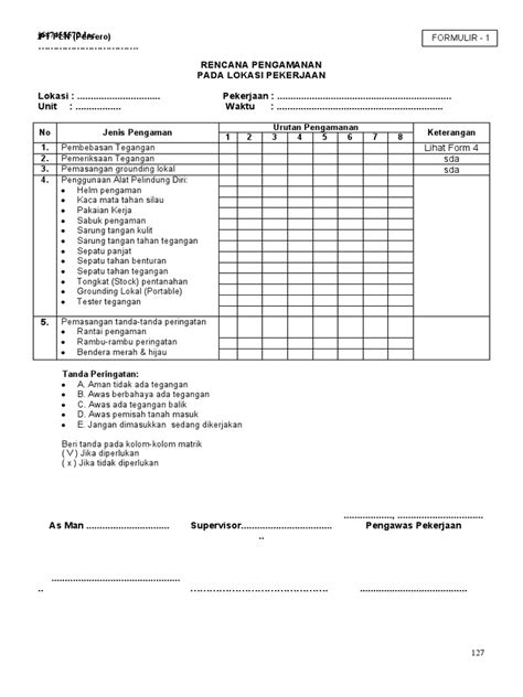 9b Formulir Safety Procedure Bidang Distribusi Pdf