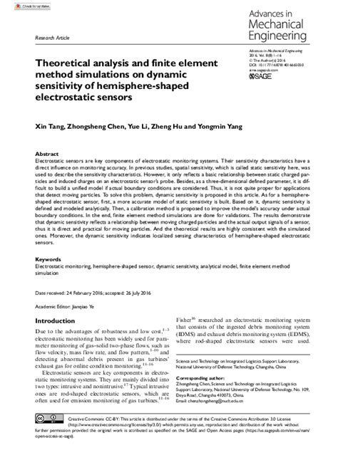 Pdf Theoretical Analysis And Finite Element Method Simulations On Dynamic Sensitivity Of