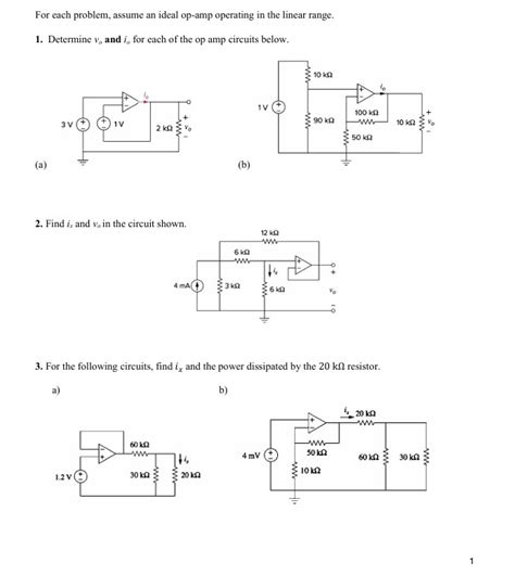 Solved For Each Problem Assume An ﻿ideal Op Amp Operating