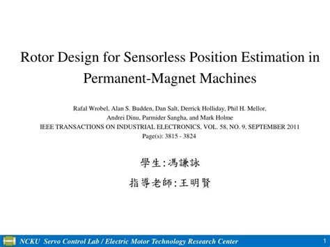 Ppt Rotor Design For Sensorless Position Estimation In Permanent Magnet Machines Powerpoint