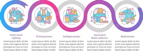 Urutan Sensor Skema Templat Infografis Vektor Infrastruktur Kota Pintar Vektor Skema Sensor