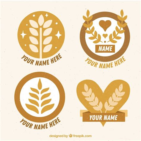 손으로 그린 밀 로고 컬렉션 무료 벡터