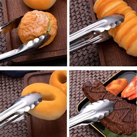 5개 스테인리스 스틸 아이스 집게 세트 뷔페 샐러드 스테이크 빵 디저트를 위한 다용도 서빙 집게 바베큐 및 음식