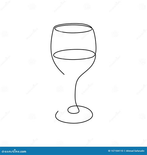 Continuous One Line Drawing Wine Glass Isolated On White Background