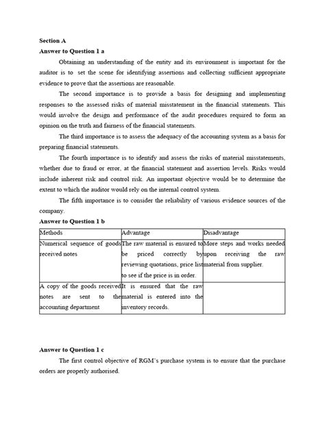 Section A Audit Pdf Audit Going Concern