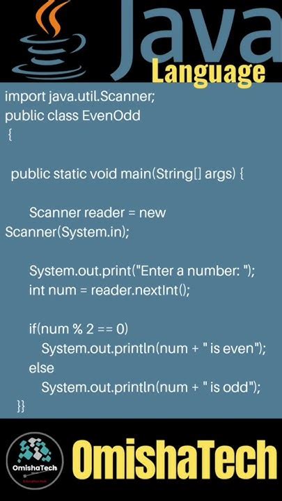 Even Or Odd Program In Java If Else Statement Java Shorts Coding Youtubeshorts Evenorodd
