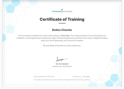 Just Completed The Core Java Certification Course From Internshala It