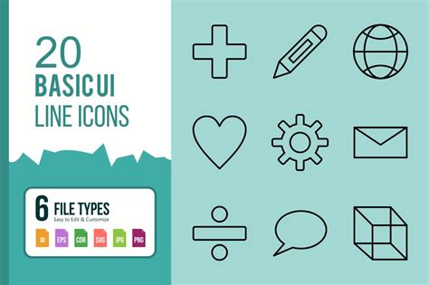 Basic UI Line Icons On Yellow Images Creative Store