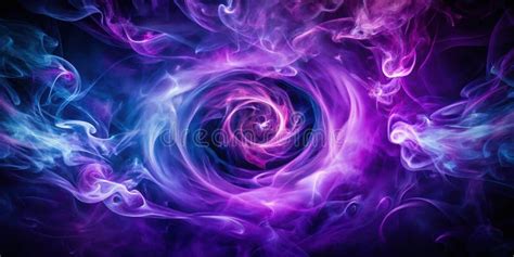 Abstract Swirling Nebula Of Purple And Blue Smoke With A Central Vortex