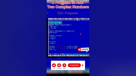 Program To Add Two Complex Number In C Shorts Popular Youtubeshorts