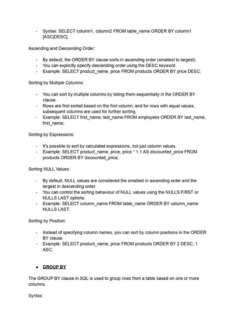 Sql Complete Notes Your Comprehensive Guide To Mastering Sql Connect 4 Techs