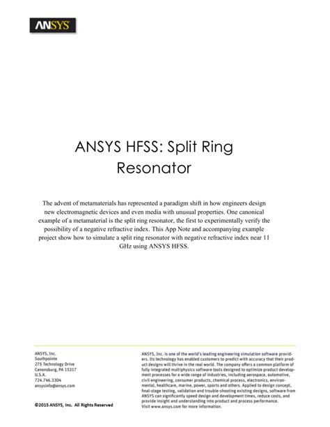 Ansys Hfss Split Ring Resonator Simulation