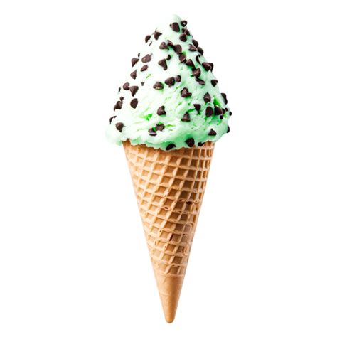 Delicious Mint Chocolate Chip Ice Cream Cone With Sprinkles On Top