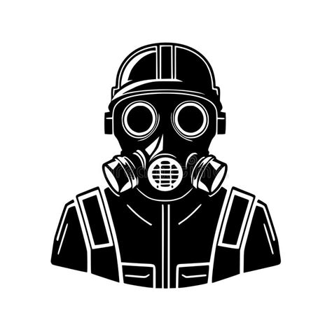 Man Wearing Gas Mask With Gas Pipe Illustration Design Stock