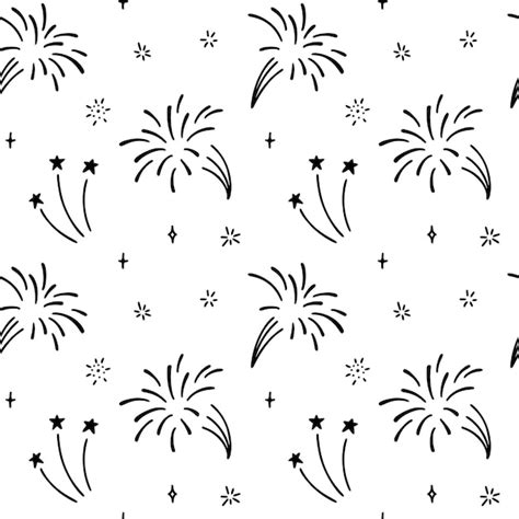 Premium Vector Cute Line Doodle Firework Seamless Pattern Vector