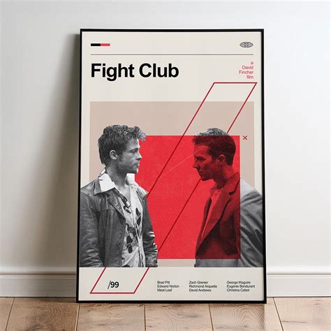 Fight Club Movie Poster Minimalist Midcentury Poster Wall Art Print Re
