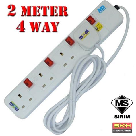 2 Meter Extension Trailing Socket Plug Adapter Cord 4 Way Lazada