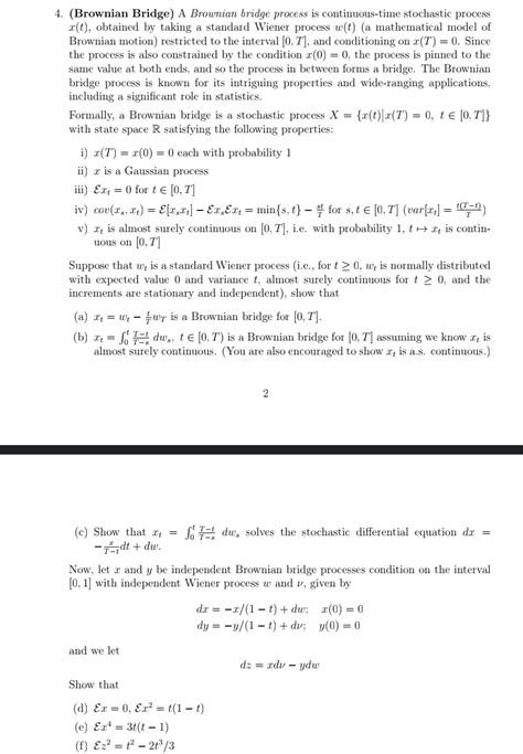 [solved] 4 Brownian Bridge A Brownian Bridge Process Is Course Hero