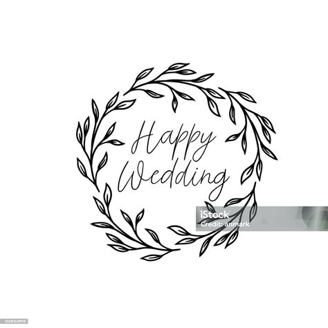 해피 웨딩 손 텍스트 문자입니다 인사말 카드 초대장 결혼식 서 비문입니다 벡터 서 예 결혼 의식에 대한 스톡 벡터 아트 및 기타