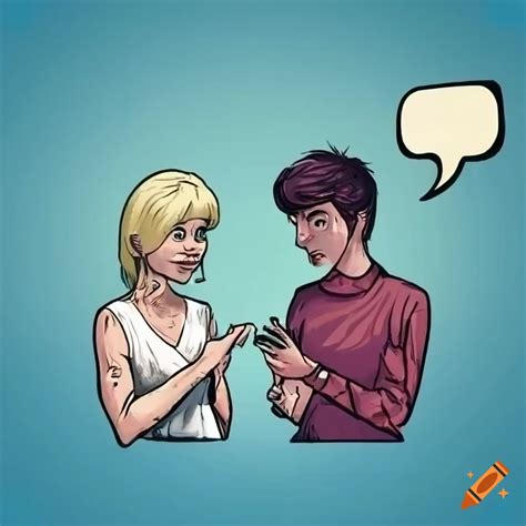 Two People Conversing In Comic Book Format With Speech Bubble On Craiyon