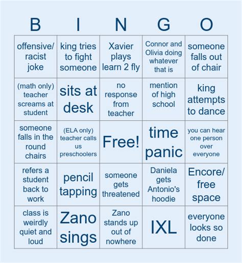 Class Bingo Card