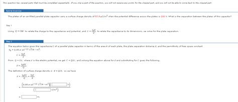solved step 1 ε0 8 85×10−12c2 m⋅m2 c d′ε0a d′ qε0av the