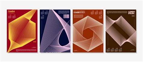 Geometric Blend Line Basic Shape Cover Design Modern Line Abstract Poster Set 28219693 Vector