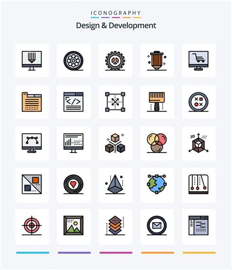 Free Vector Creative Design Development 25 Line Filled Icon Pack Such