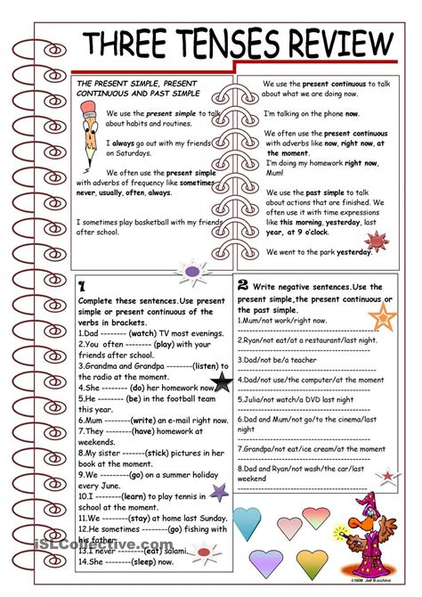 Mixed Tenses Worksheets For Grade