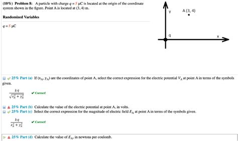 Solved 10 Problem 8 A particle with charge q 5μC is Chegg com