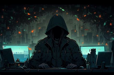Premium Photo Hacker Sitting At The Computer Cyber Security And