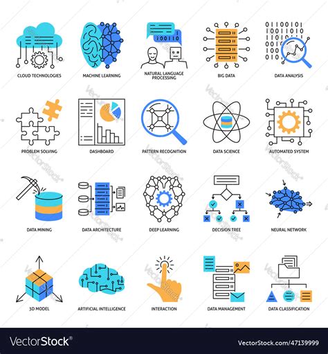 Artificial Neural Network Icon Set Royalty Free Vector Image