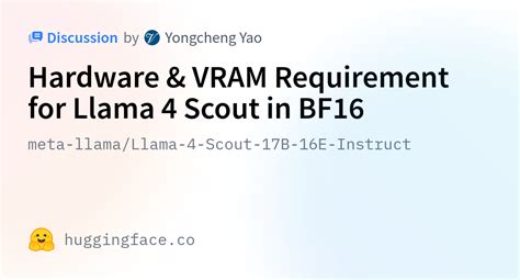 Meta Llama Llama 4 Scout 17b 16e Instruct · Hardware And Vram Requirement For Llama 4 Scout In Bf16