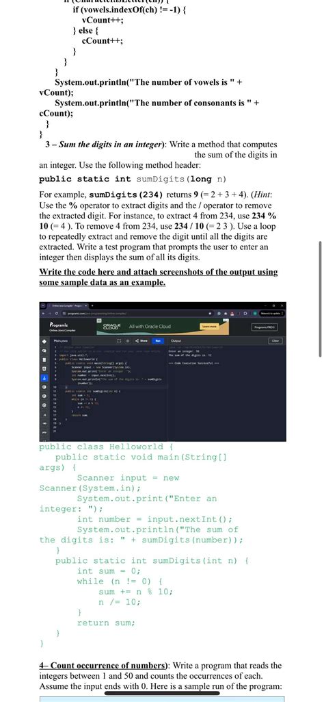 Solved 3 ﻿sum The Digits In An Integer Write A Method