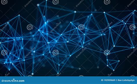 Abstract Technology Background Network Connection Structure On Blue Background 3d Rendering
