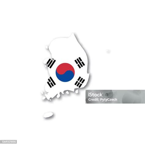 대한민국 흰색 배경에 그림자를 떨어 뜨린 국가 지역의 흰색 3d 실루엣지도 간단한 플랫 벡터 일러스트레이션 3차원 형태에 대한 스톡 벡터 아트 및 기타 이미지 Istock