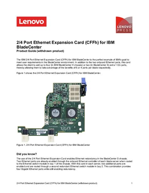Ibm 2 4 Port Ethernet Expansion Card Cffh For Bladecenter Product Guide