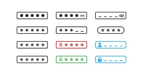 Premium Vector Password Bar Icon Set Cyber Security Safe Concept Padlock Hide Eye User Signs