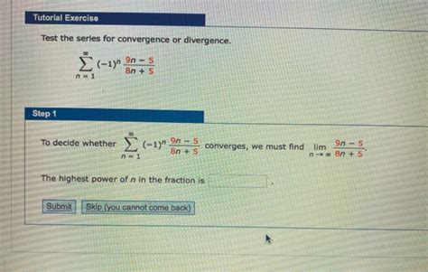 solved tutorial exercise test the series for convergence or