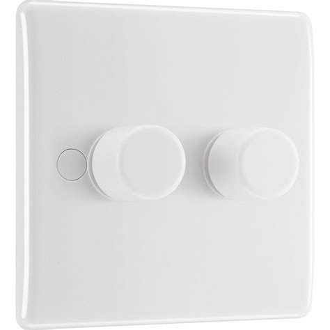 Led Trailing Edge Dimmers Bg 882 Nexus Moulded White 2 Gang 2 Way Push Dimmer 200w Pec Lights