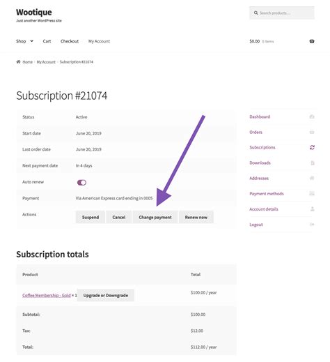 manage payment methods — subscriptions documentation woocommerce
