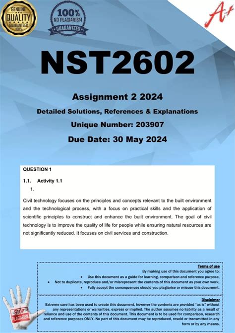 Nst2602 Assignment 2 Complete Answers 2024 203907 Due 30 May 2024