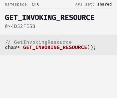 GetInvokingResource FiveM Natives Cfx Re Docs