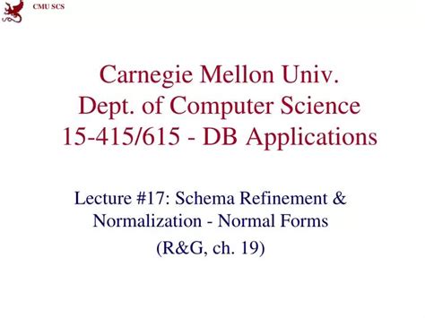 Ppt Carnegie Mellon Univ Dept Of Computer Science 15 415615 Db