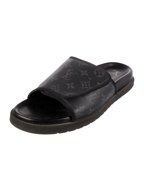 Louis Vuitton Lv Monogram Slides Black Sandals Shoes Lou865764 The Realreal