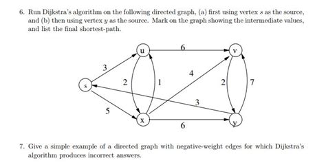 Solved 6 Run Dijkstras Algorithm On The Following Directed
